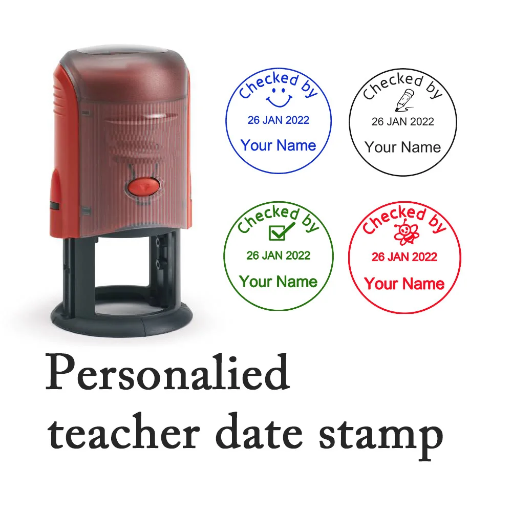 Personalize Custom Teacher checked by with date stamp ,Your Text/your ...