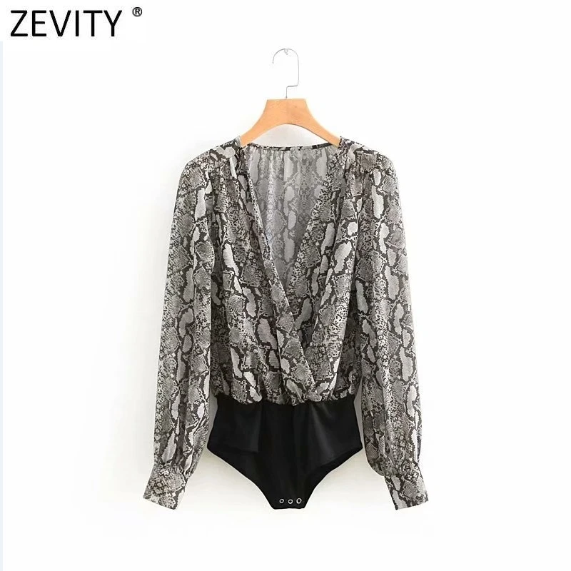 Zevity-2021-Women-Sexy-Cross-V-Neck-Snake-Skin-Print-Patchwork ...