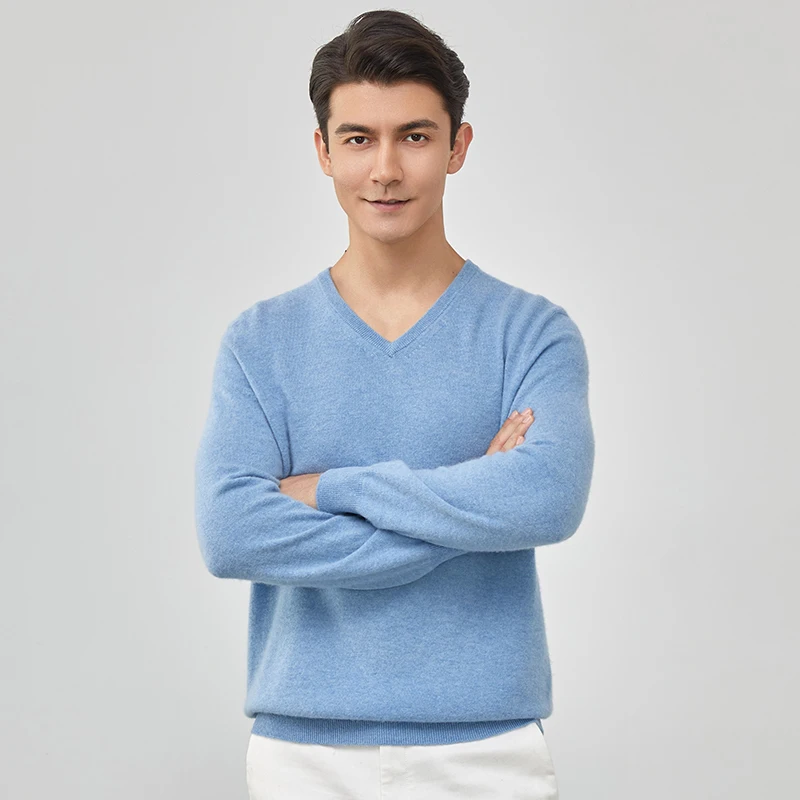 Autumn and winter new style men's 100% cashmere sweater V neck sweater ...
