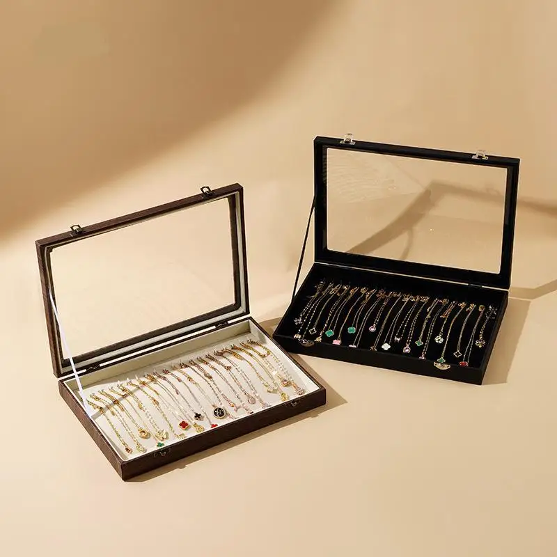 Necklace storage box with transparent lid, for the storage and display ...