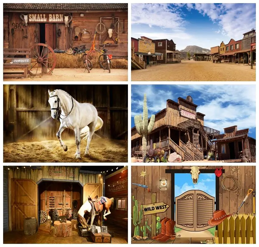 Laeacco-Wild-West-Kulissen-Farm-Western-Cowboy-Holz-Scheune-Saloon-Baby ...