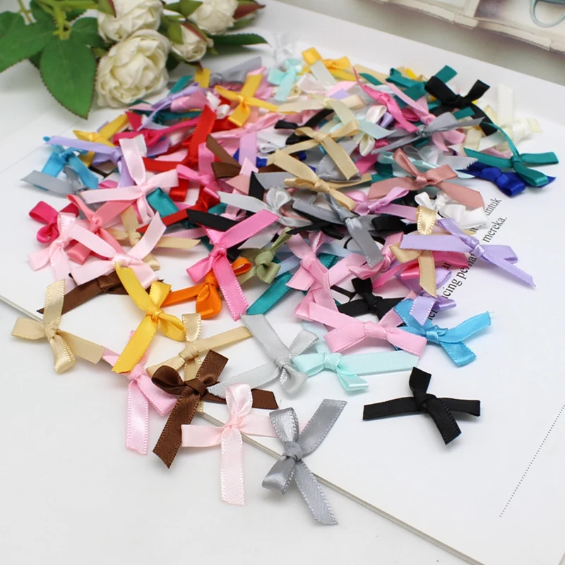 100pcs-or-200PCS-width-7mm-Ribbon-Bows-Small-Size-Satin-Ribbon-Bow-for ...