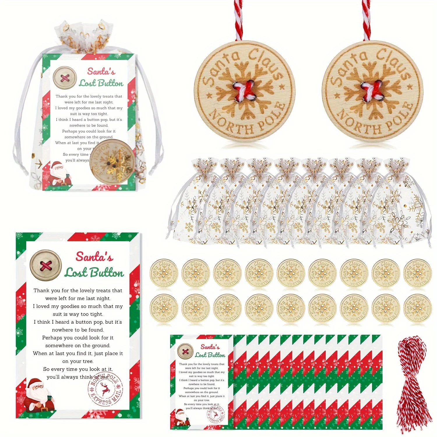 20-Pcs-Santa-Lost-Button-with-Letter-from-Santa-and-Snowflakes-Organza ...