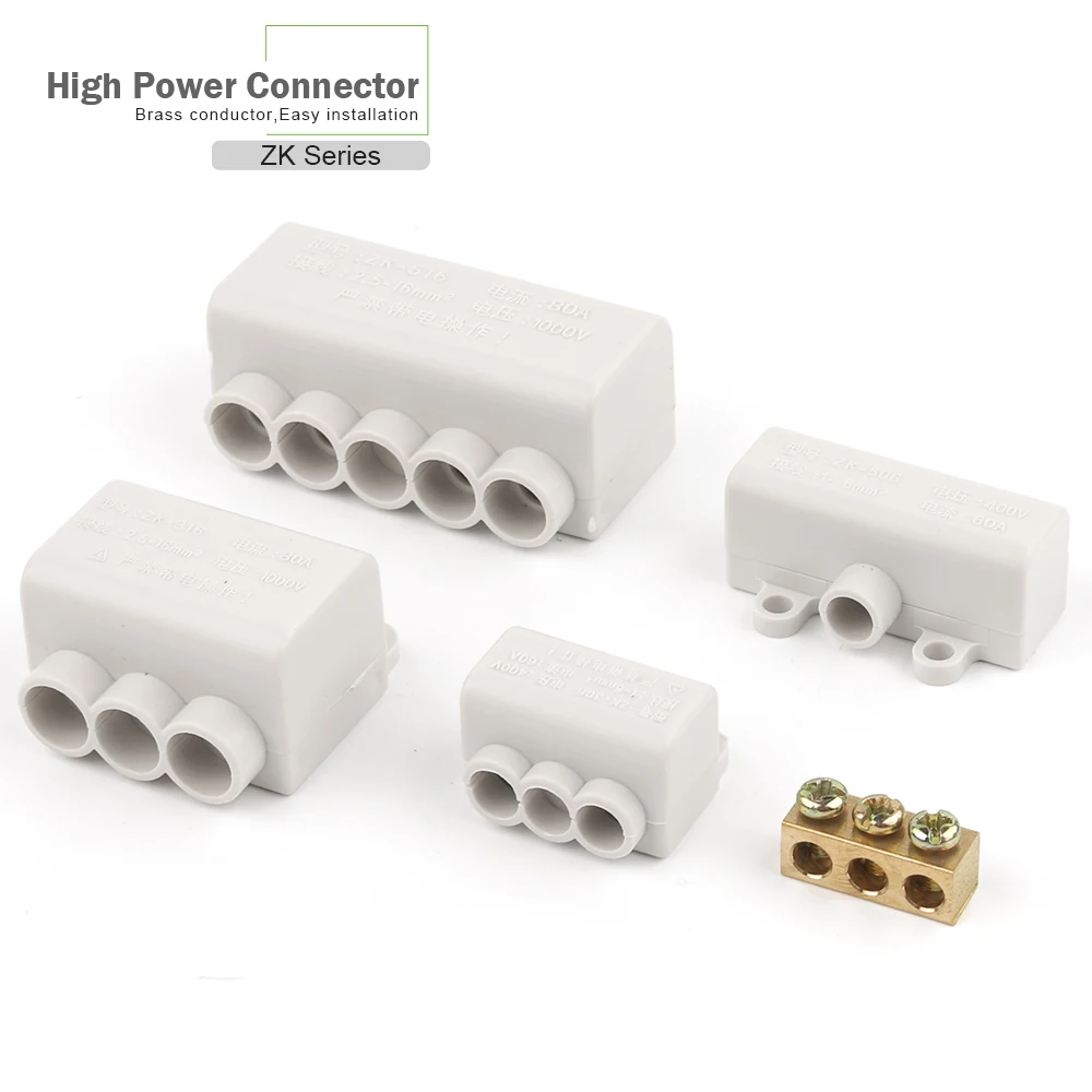 1 Into 2/4 Out 60A/400V 1-6mm2 Wire Connector High Power Cable Splicing ...