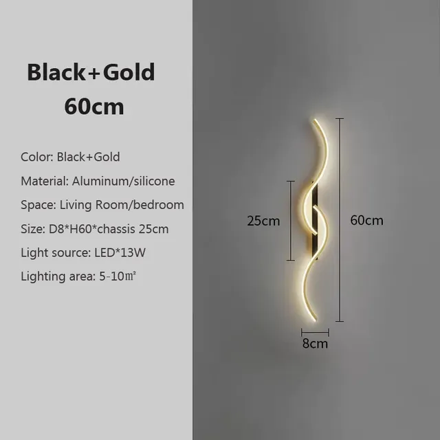Modern LED duvar lamba Minimalist yatak odası başucu Led aplik uzun ...
