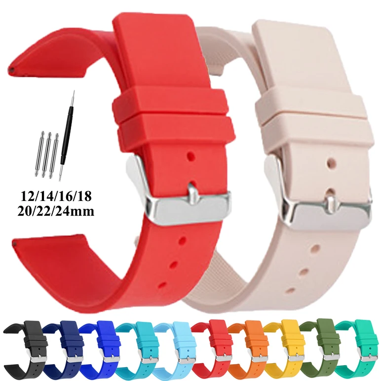 12-14-16-18-20-22-24mm-Soft-Silicone-Watch-Band-Universal-Rubber ...