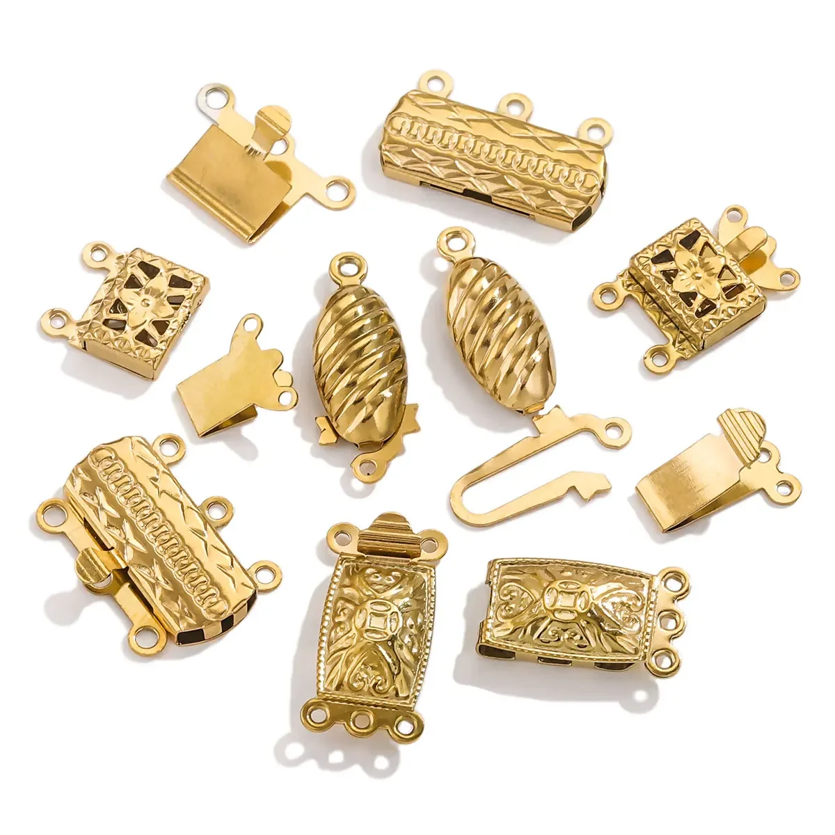 10 Sets/lot Stainless Steel Drawstring Clasps Flying Fish Copper Coin ...