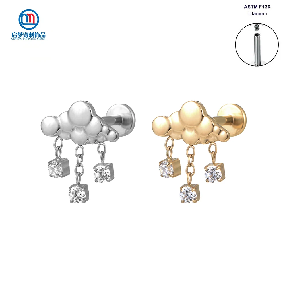 ASTM-F136-Titanium-Cloud-Chain-Dangle-Internally-Threaded-Labret-Lip ...