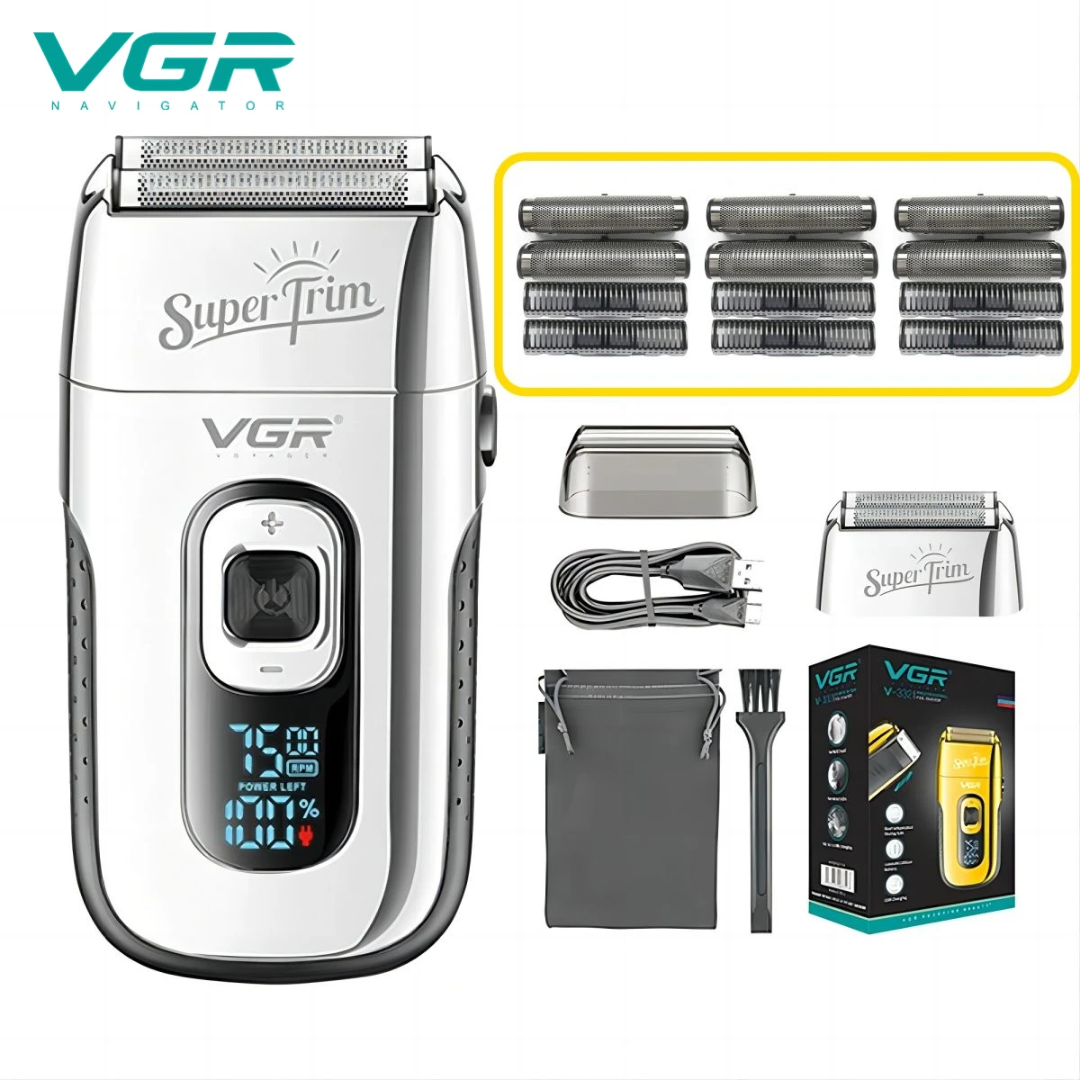 VGR Face Shaver with Blade Professional Hair Trimmer Golden Electric ...