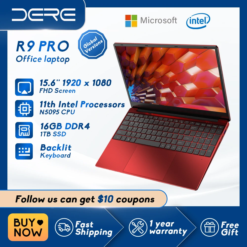 DERE-R9-Pro-Laptop-15-6-inch-16GB-RAM-1TB-SSD-Intel-Celeron-N5095-Dual ...