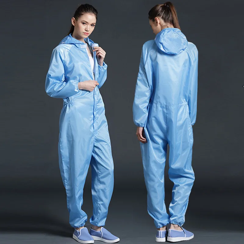 Man-Woman-Dust-proof-Anti-Static-Hooded-Cleanroom-Garment-Paint-Uniform ...
