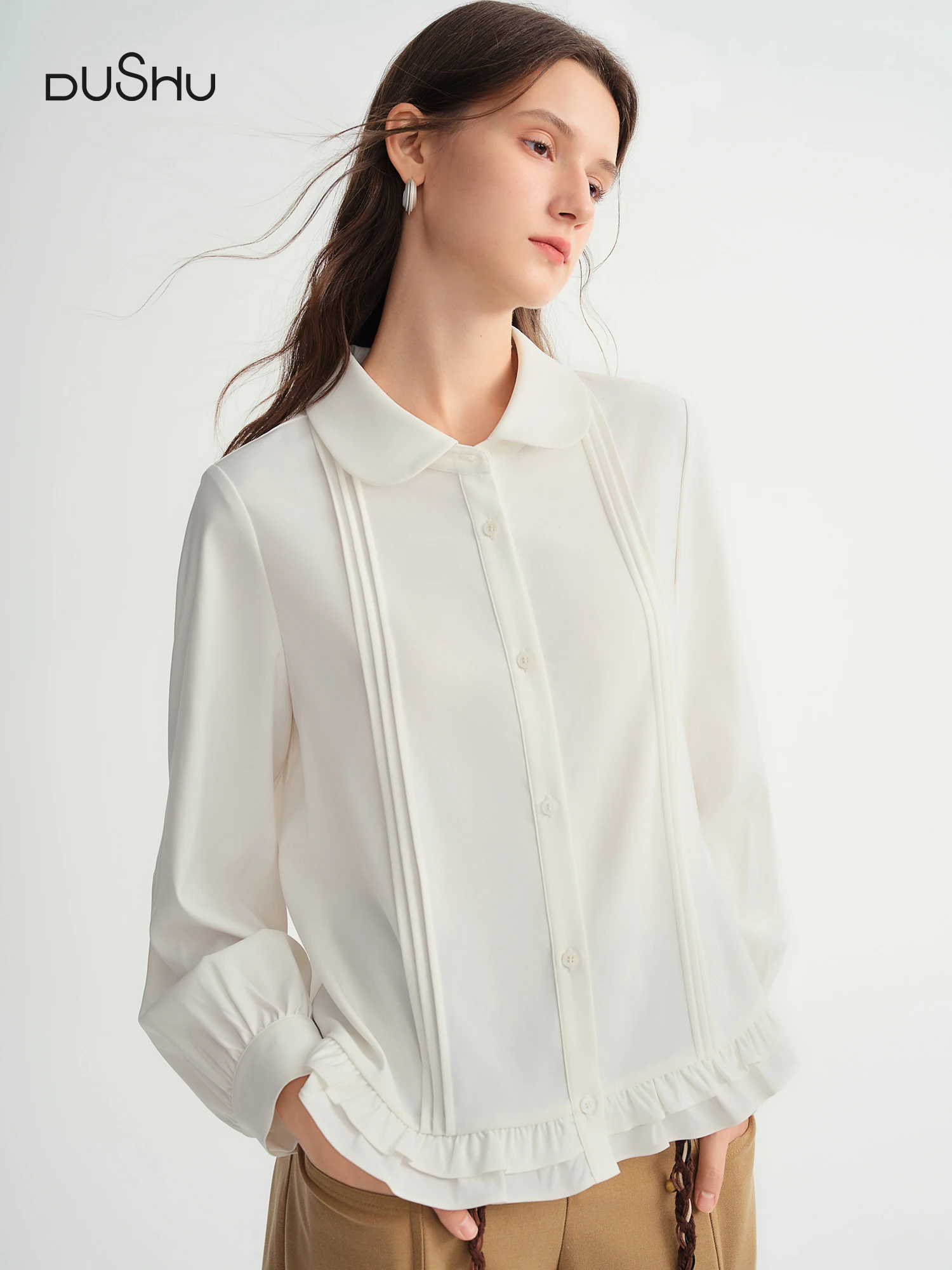 DUSHU Plus-size Women Clothing 【Sweet Tea Girl】 Striped Gathered Wooden ...