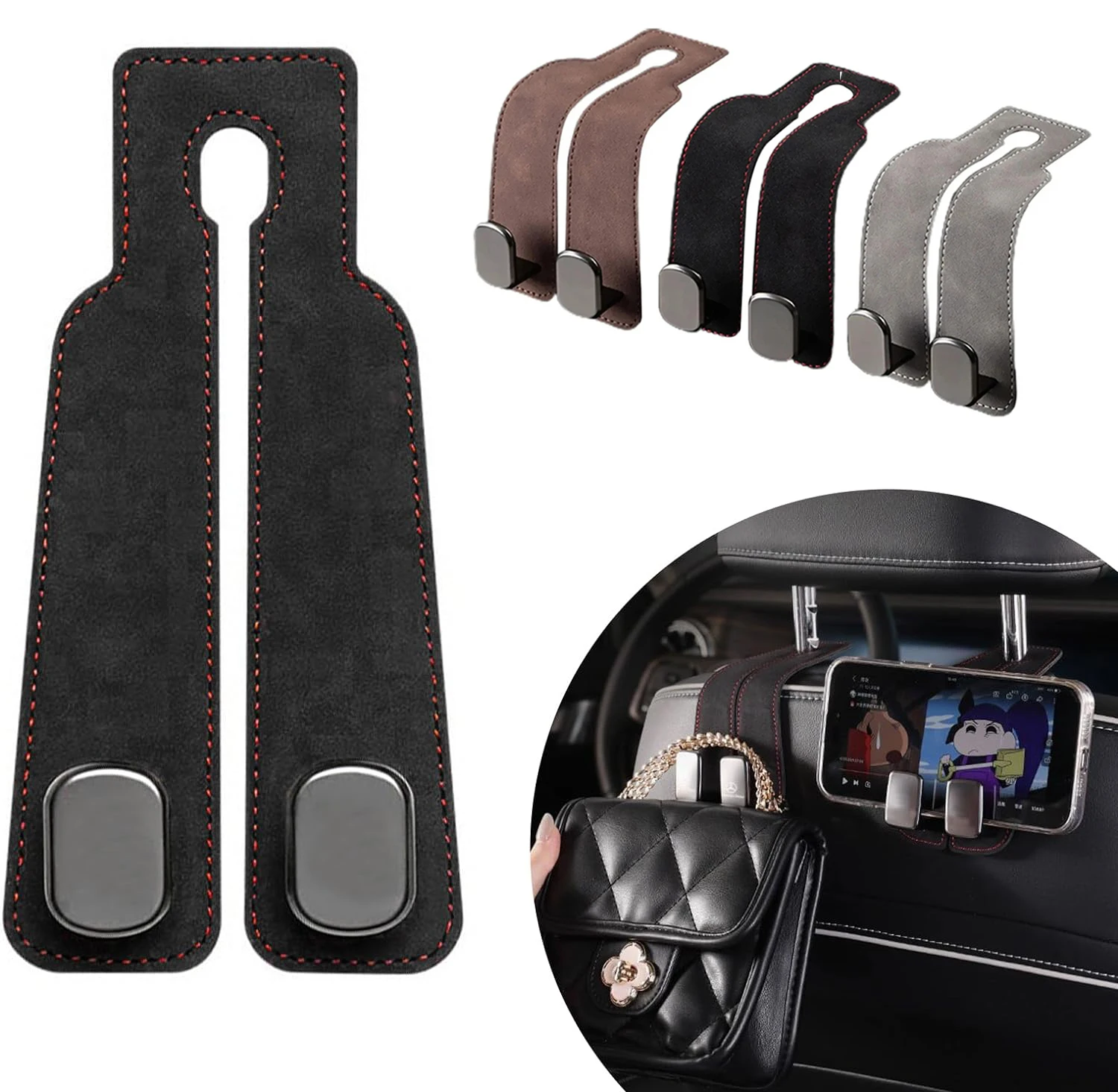 2-in-1-Car-Rear-Seat-Back-Hooks-Headrest-Hook-Hanger-Handbag-Clip ...