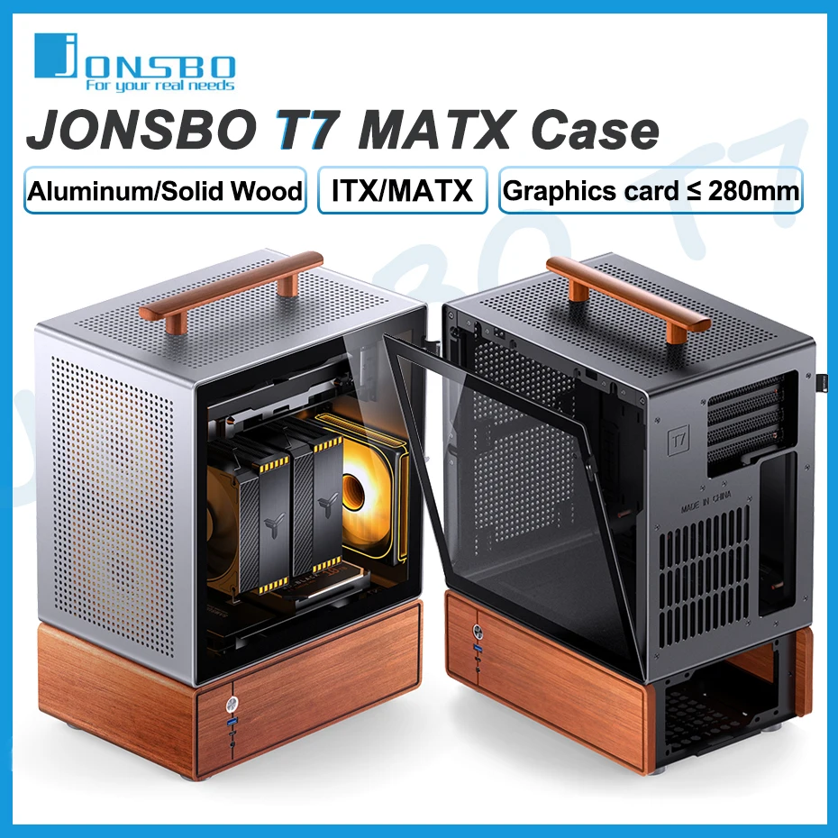 Caja JONSBO T7 MATX, chasis de ordenador de escritorio portátil, fuente ...