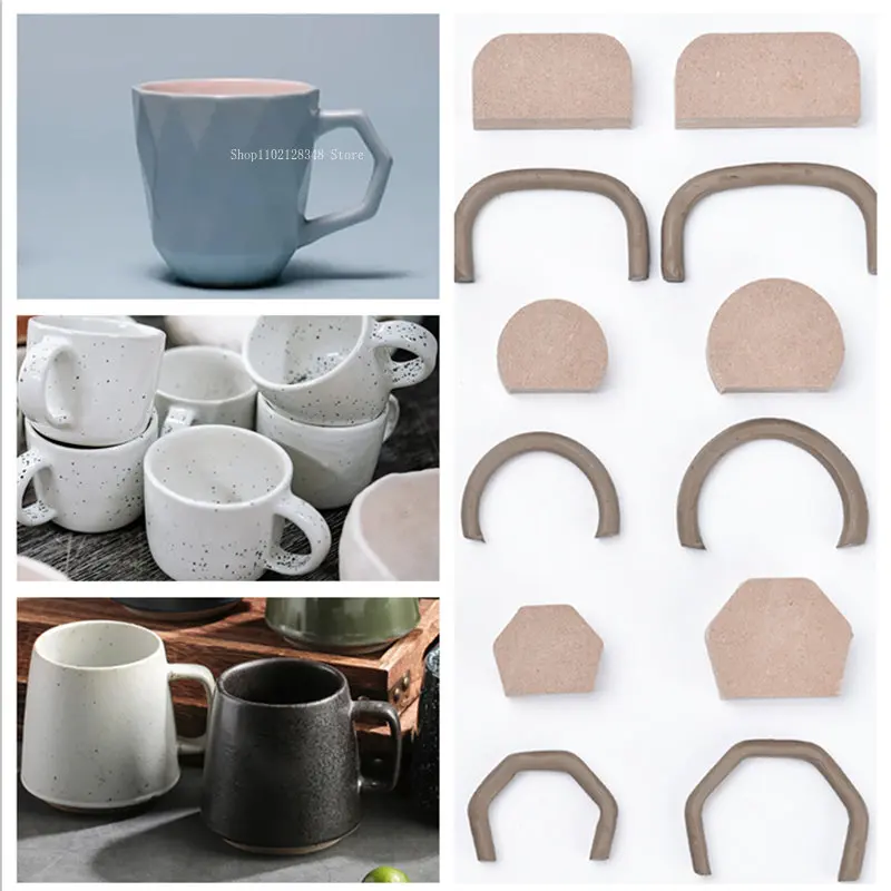 9Pcs Set Teapot Cup Bowl Handle Shape Mold Clay Tea Pot Handle Rapid ...