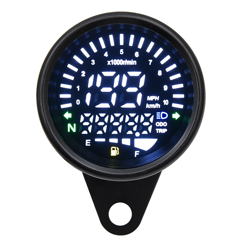 Universal Digital Motorcycle Speedometer LCD Odometer Tachometer Gauge ...