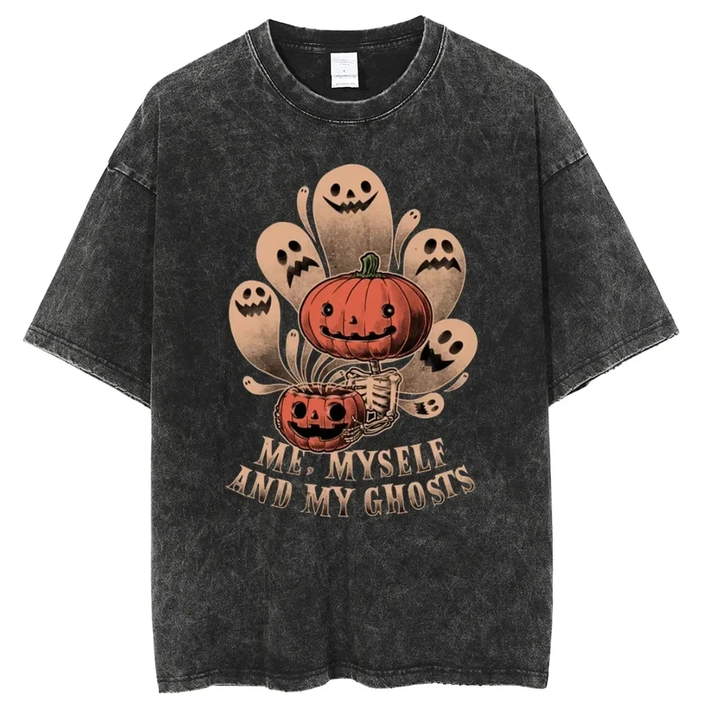 Y2k-Me-Myself-And-My-Ghosts-Printed-Short-Sleeve-New-Washed-Cotton ...