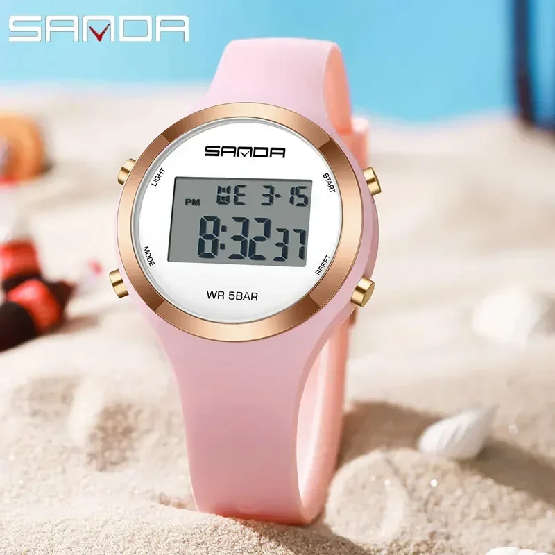 SANDA LED Digital Girls Watch Women Sports Watch For Women Alarm Clock ...