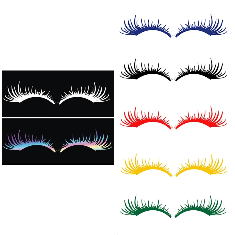 1 Pair 3D Charming Eyelashes Car Sticker Fake Eye Lash Car Headlight ...