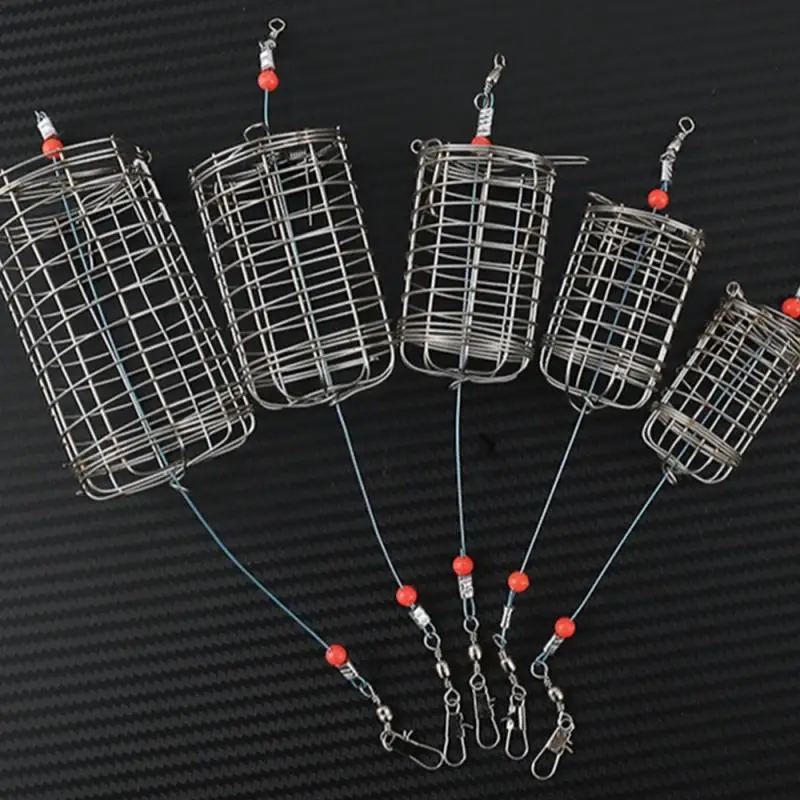1pc-Fishing-Bait-Cage-Basket-Feeder-Holder-Metal-Cylindrical-Anti-bite ...