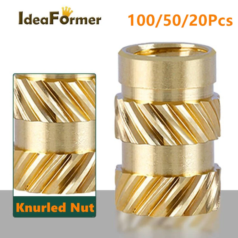 100/50/20pcs M3 M4 M5 Brass Hot Melt Insert Knurled Nut Thread Heat ...