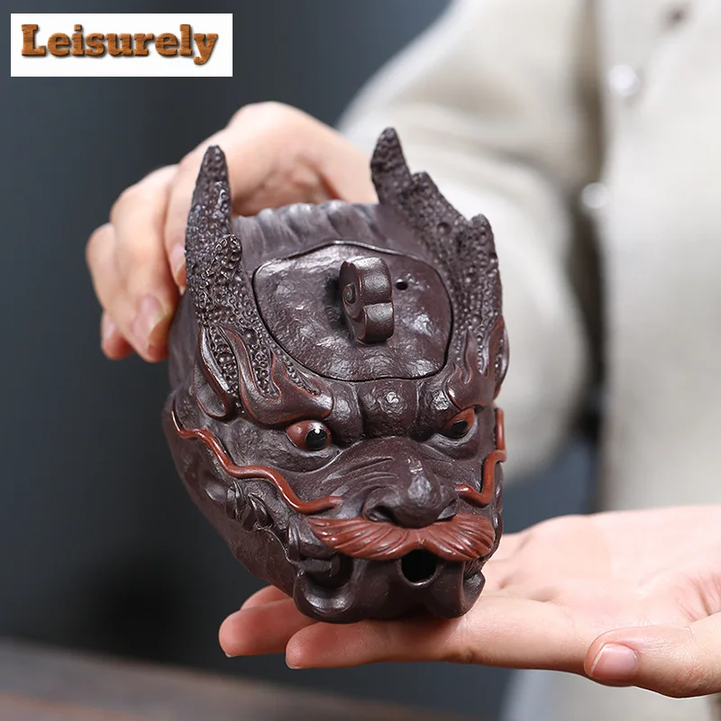 230ml-Chinese-Yixing-Purple-Clay-Teapot-Handmade-Dragon-Head-Hand-Grab ...