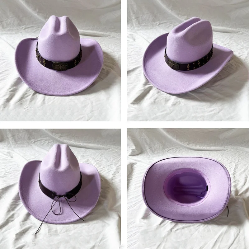Light purple men's cowboy hat Western cowboy hat Ancient copper cowl ...