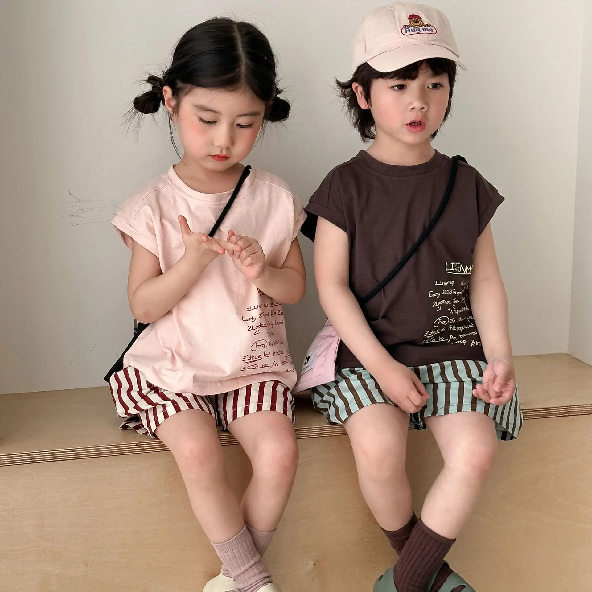 Children Summer Set Girls Loose Striped Casual Summer Wear 2025 New ...