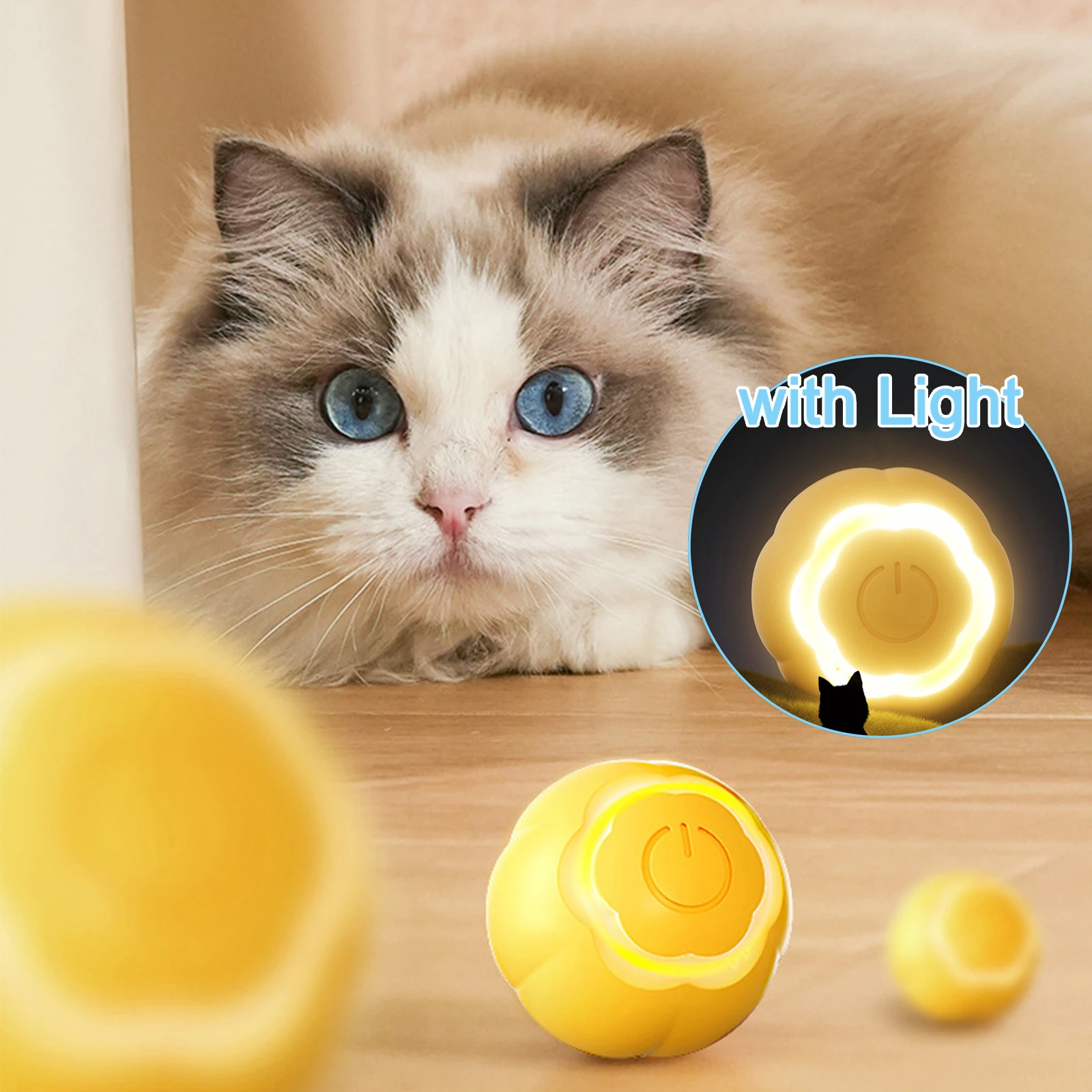 Electric Cat Toys Automatic Rolling Ball Smart Cat Toys with Light ...