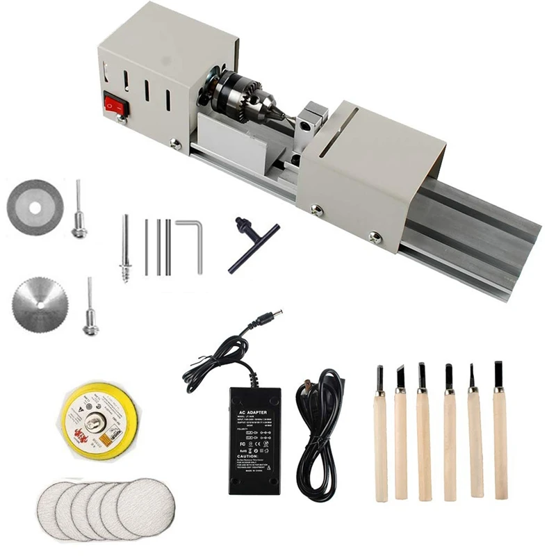 Mini Esztergagép 12V-24Vdc 96W Fa Eszterga Maró Tartozékok ...