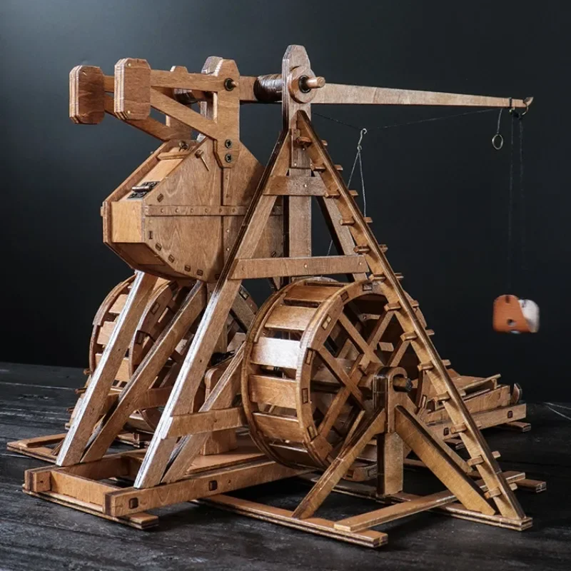 1-48-Rotary-Counterweight-Trebuchet-Catapult-DIY-Ancient-Chariot-Model ...