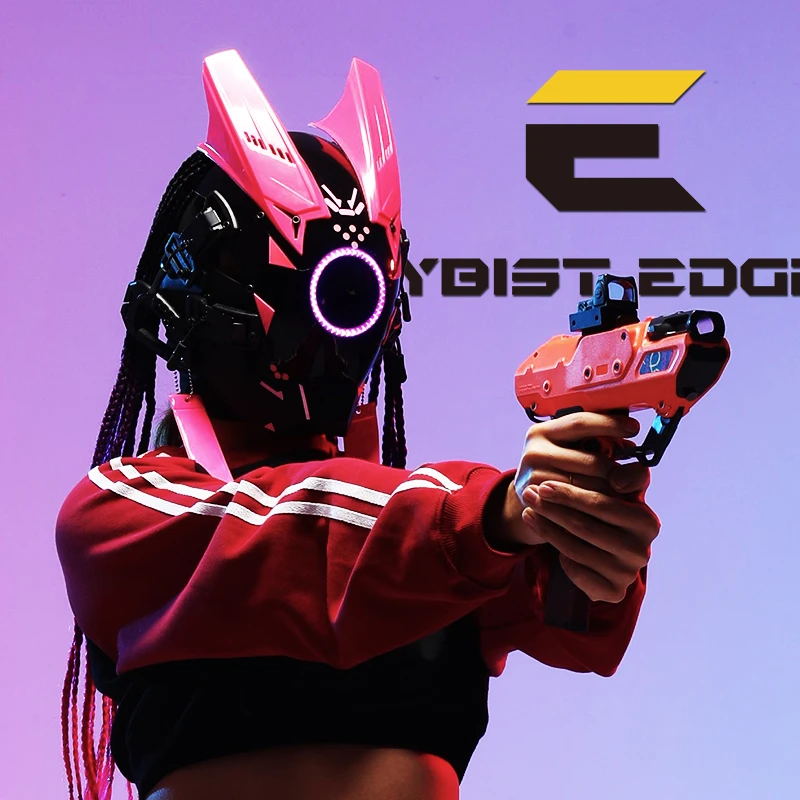 Cyber Punk Mask Night City Festival Samurai Circular White Led Cosplay ...