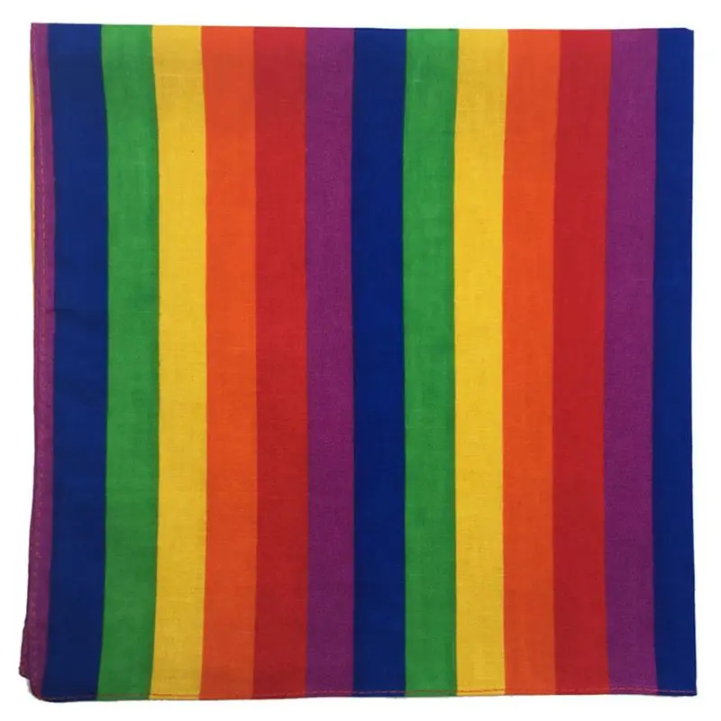 Bandana-Square-Scarf-Rainbow-Stripes-Print-Headband-Wrap-Handkerchief ...
