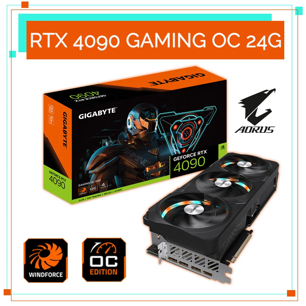 NVIDIA RTX 40 Series Gigabyte RTX 4090 GAMING OC 24G GDDR6X Gráficos PCI Express 4.0 16XRTX 4090 ...