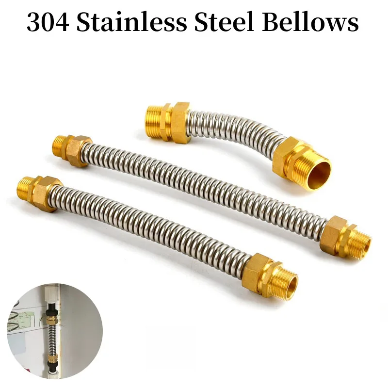 1PC 1/2" 3/4" 1" BSP Copper Male Thread 304 Stainless Steel Bellow Cold ...