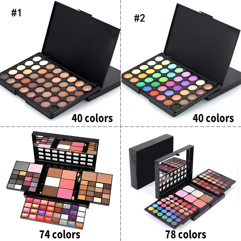 40/74/78 Colors Glitter Eyeshadow Palette Matte Waterproof Long Lasting ...