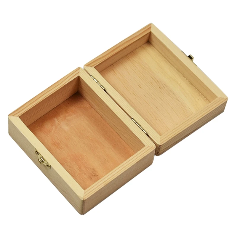 Small-Wooden-Gift-Box-with-Hinged-Lid-Lock-DIY-Toothpick-Cotton-Swab ...