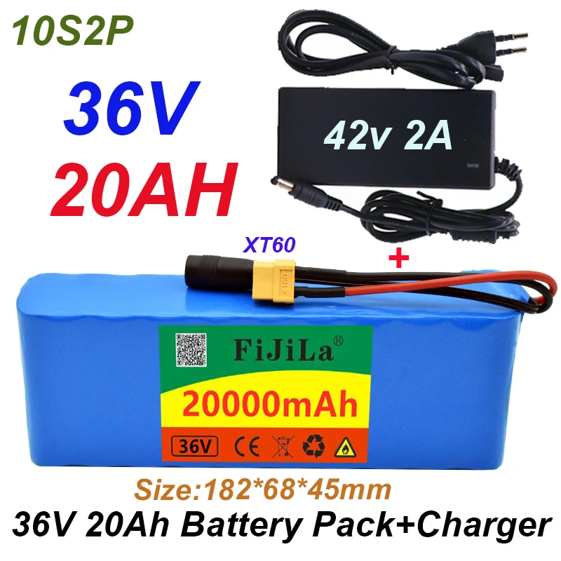 Paquete de batería recargable 10S2P 18650, 36V, 20Ah, 20000mAh, bicicletas modificadas, vehículo ...