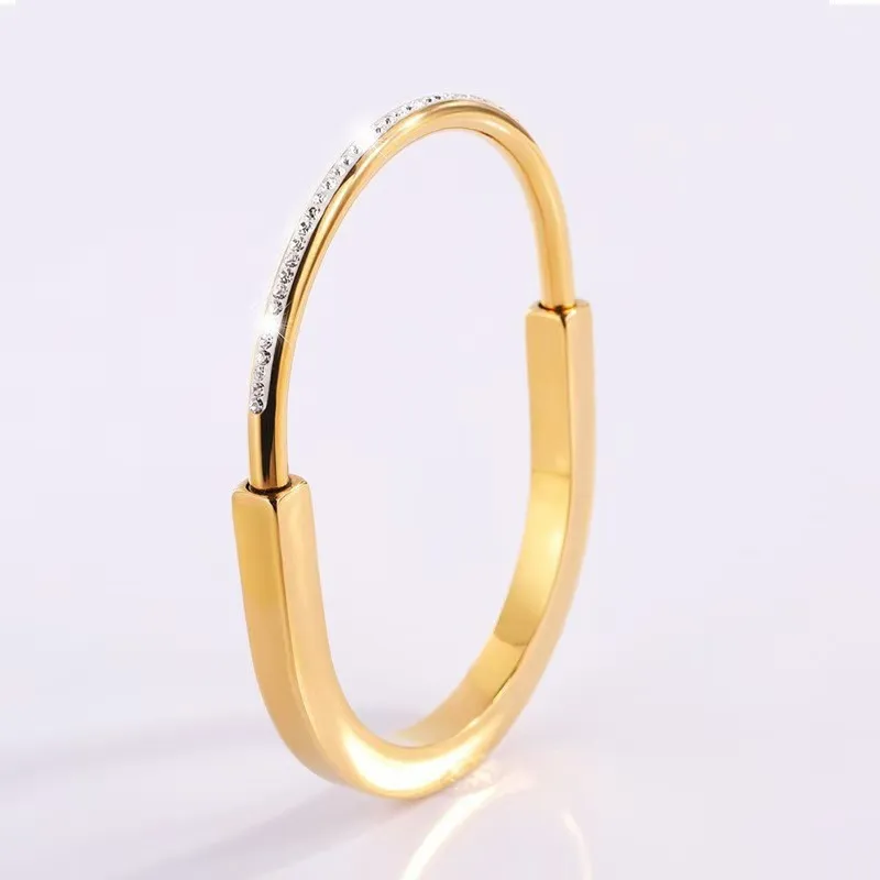 Titanium-Steel-Bracelet-With-Smooth-Lock-And-Diamond-Inlay-High-End ...