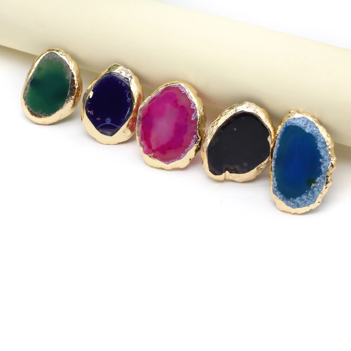 Irregural-Natural-Agates-Stone-Rings-18K-Plating-Gold-Color-Open-Finger ...