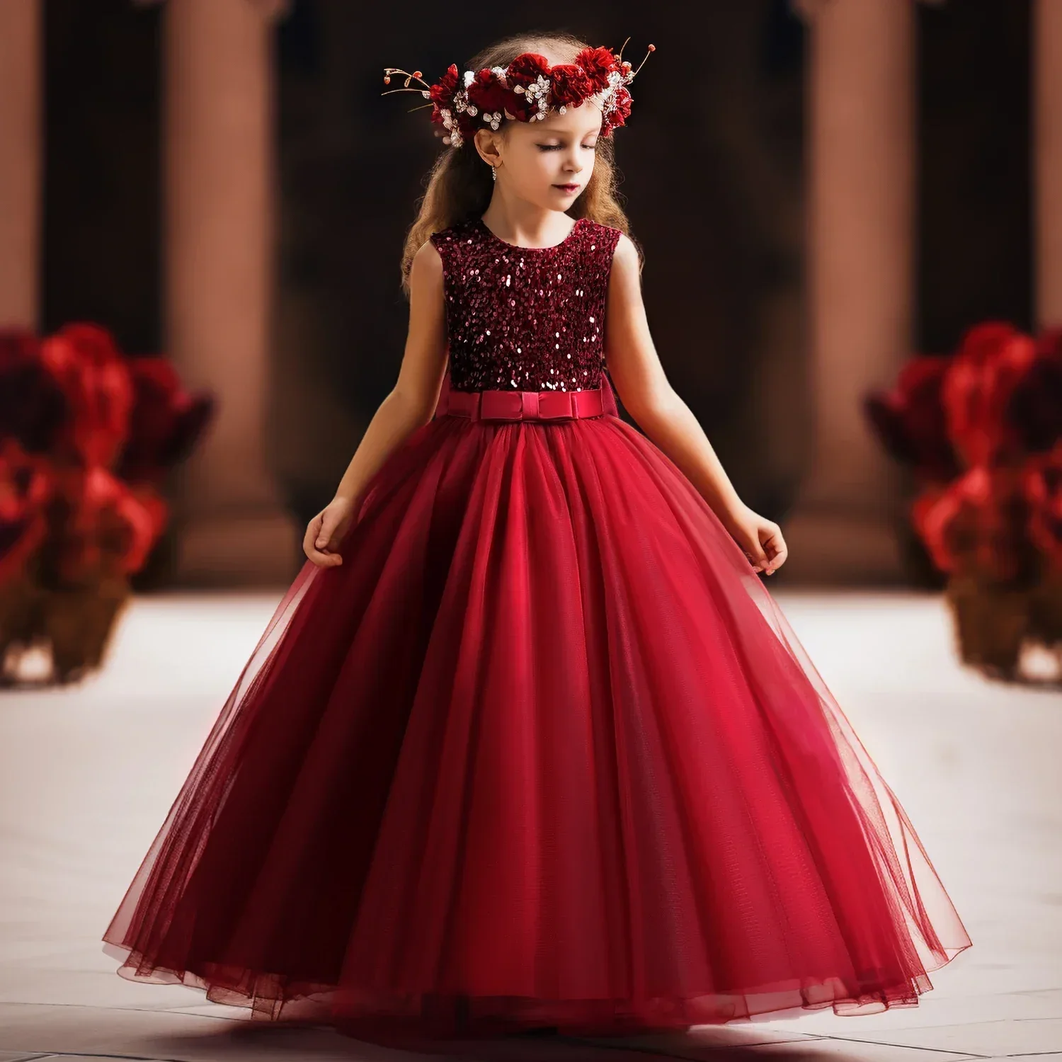 Teen-Girl-Red-Christmas-Dress-12-14Yrs-Formal-Evening-Prom-Long-Gown ...