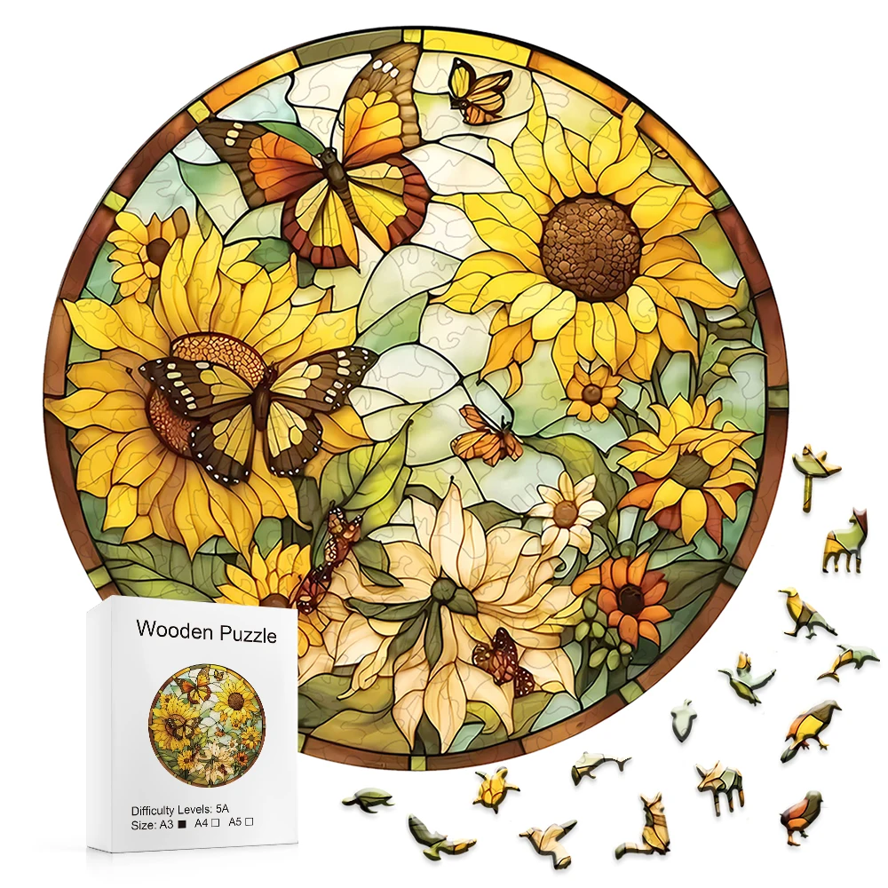 Sunflower-Butterfly-Creative-Alien-Wood-Puzzle-Difficult-to-Play ...