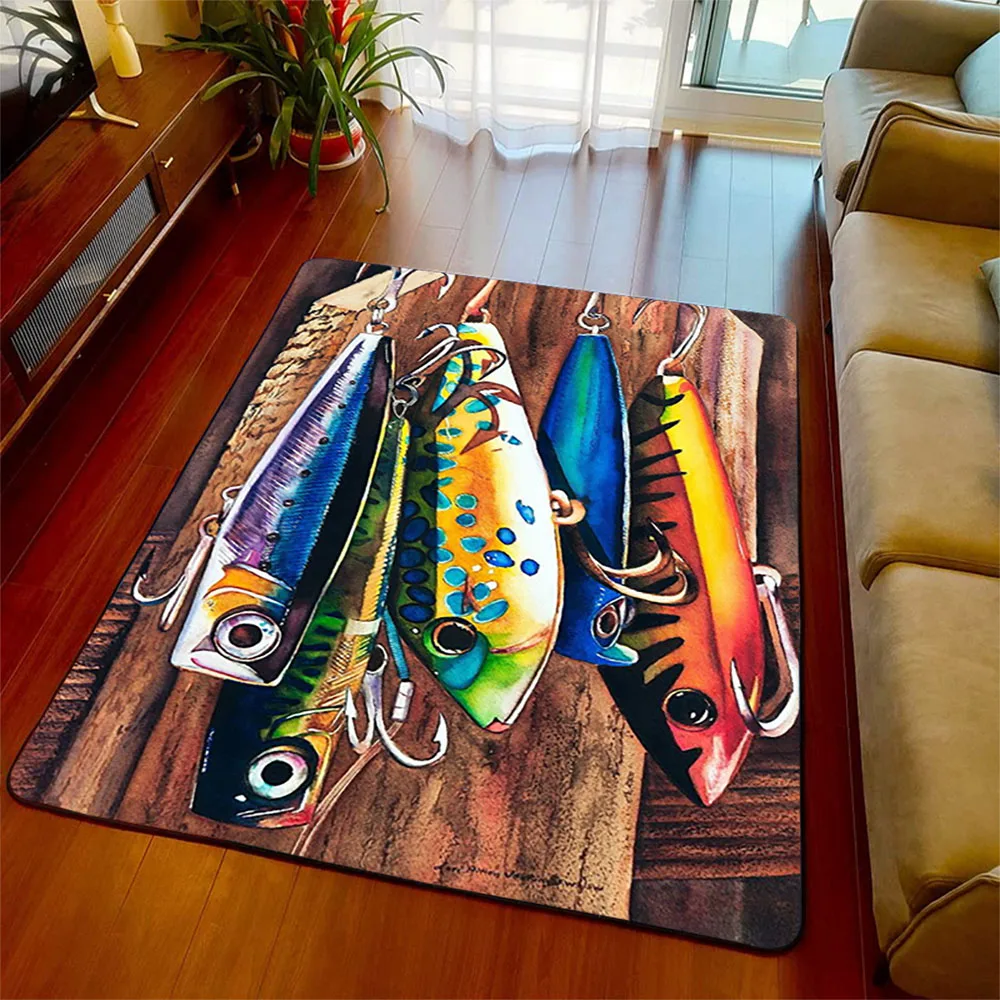 Fishing Carpet 3D Printed Non-slip Mat Dining Room Living Room Area Rug ...