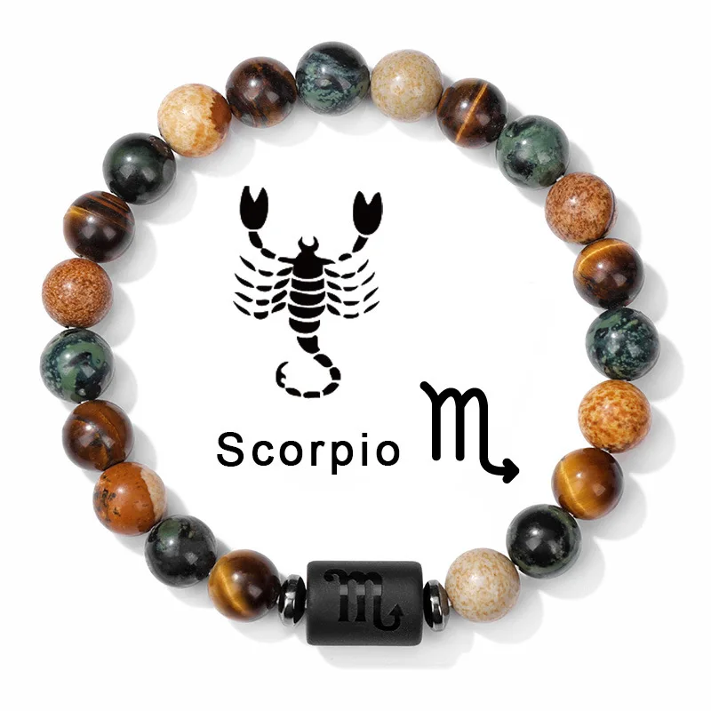 Zodiac-Sign-Natural-Stone-Beads-Bracelet-Homme-12-Constellation-Gemini ...