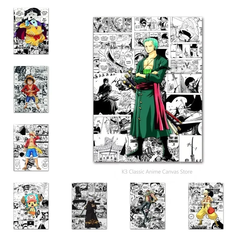 Classic One Piece Cartoon Character Luffy Zoro Pictures for Living Room ...