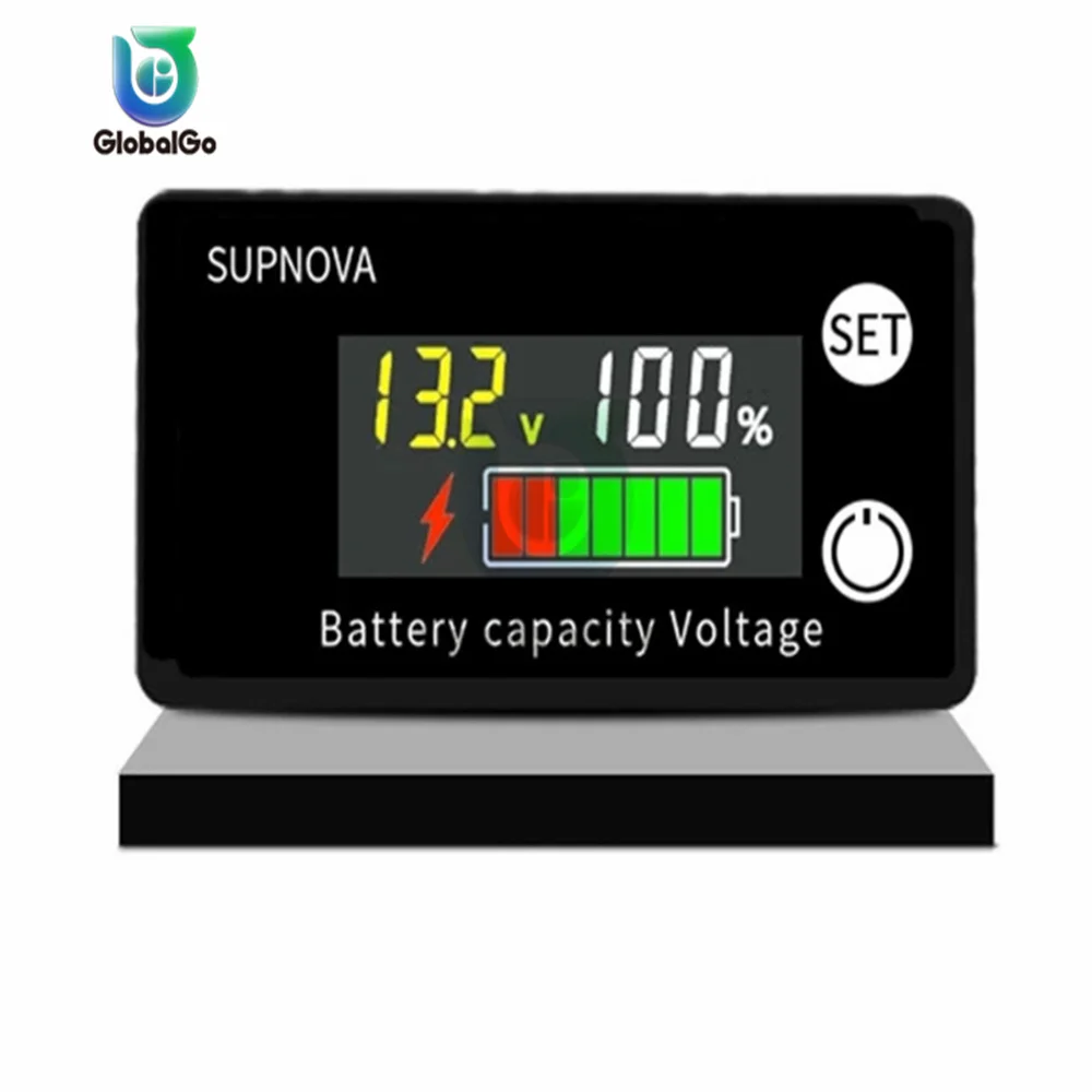 Indicador de capacidad de batería LCD, medidor de voltaje de CC 8V 100V, plomo ácido, litio ...