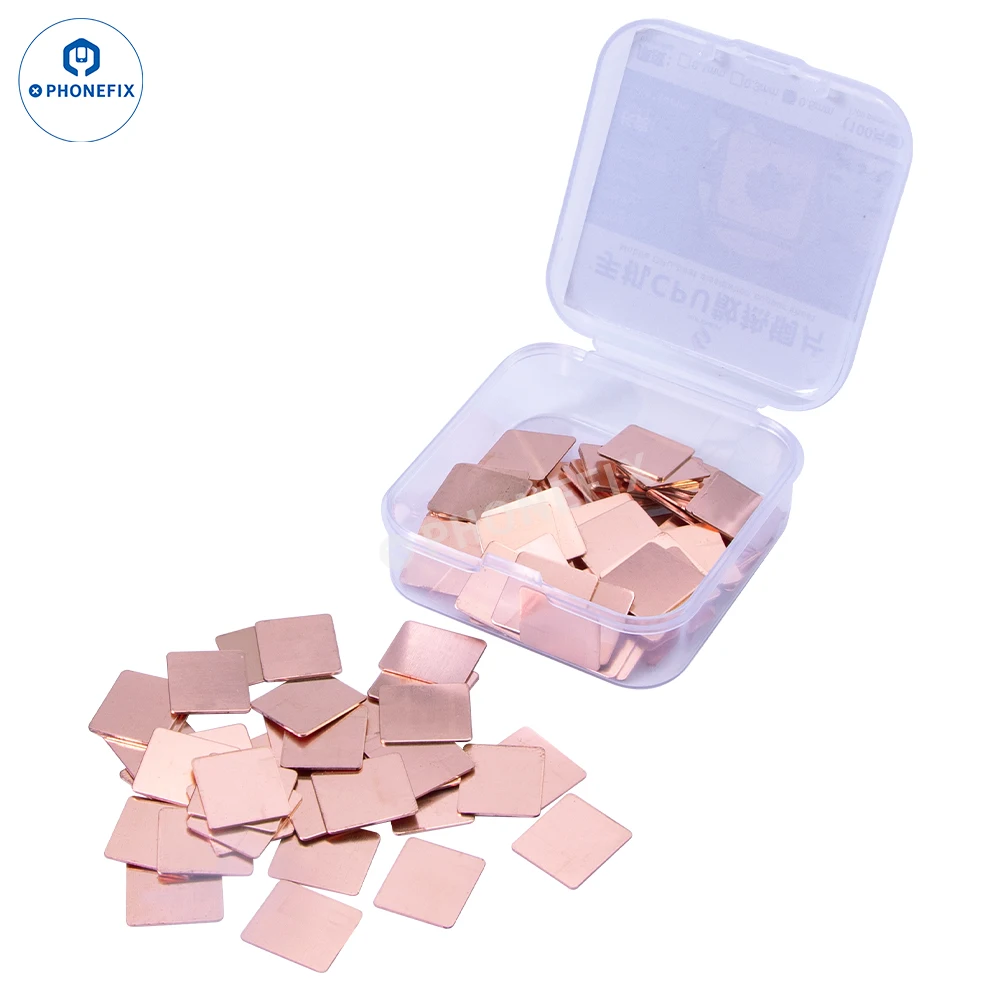 100pcs DIY Copper Slice Radiator 12.4x14x0.1mm Copper Shim Heatsink ...