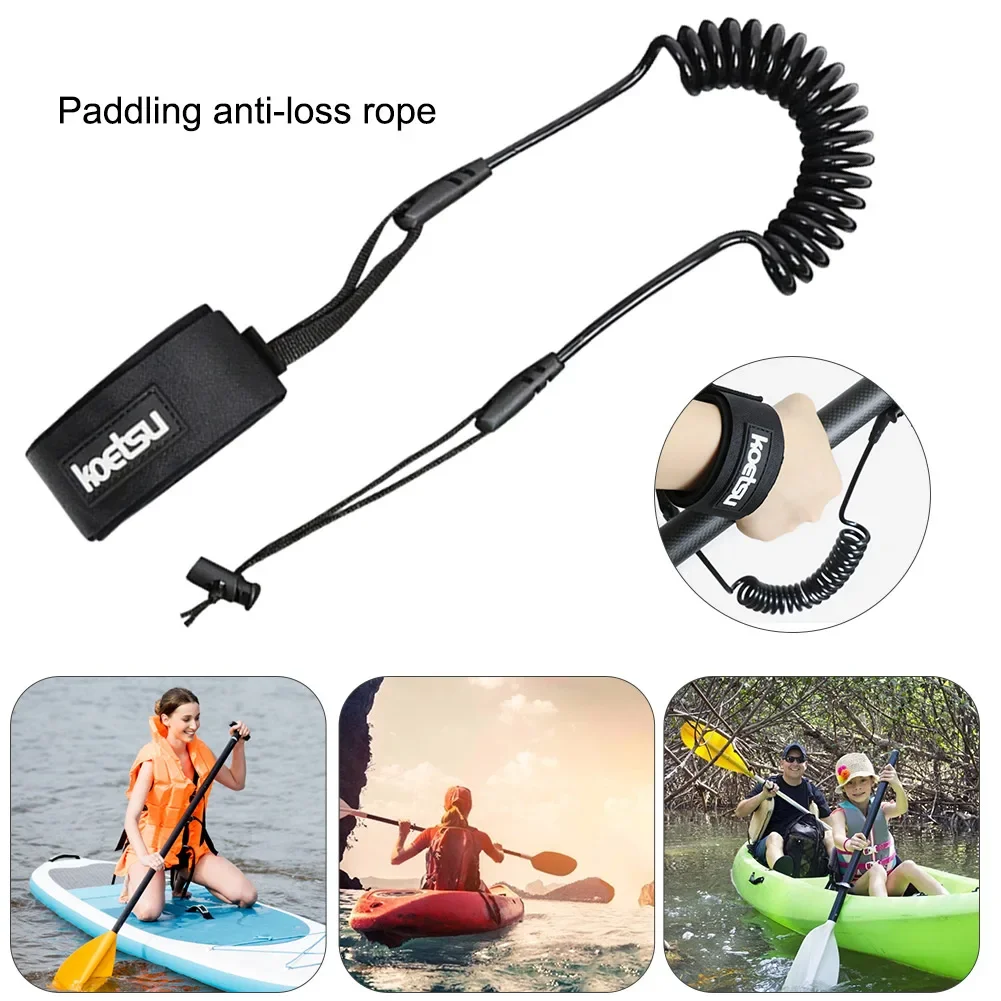 Portable-Kayak-Surfboard-Tied-Paddle-Rope-Black-Practical-Paddle-Board ...