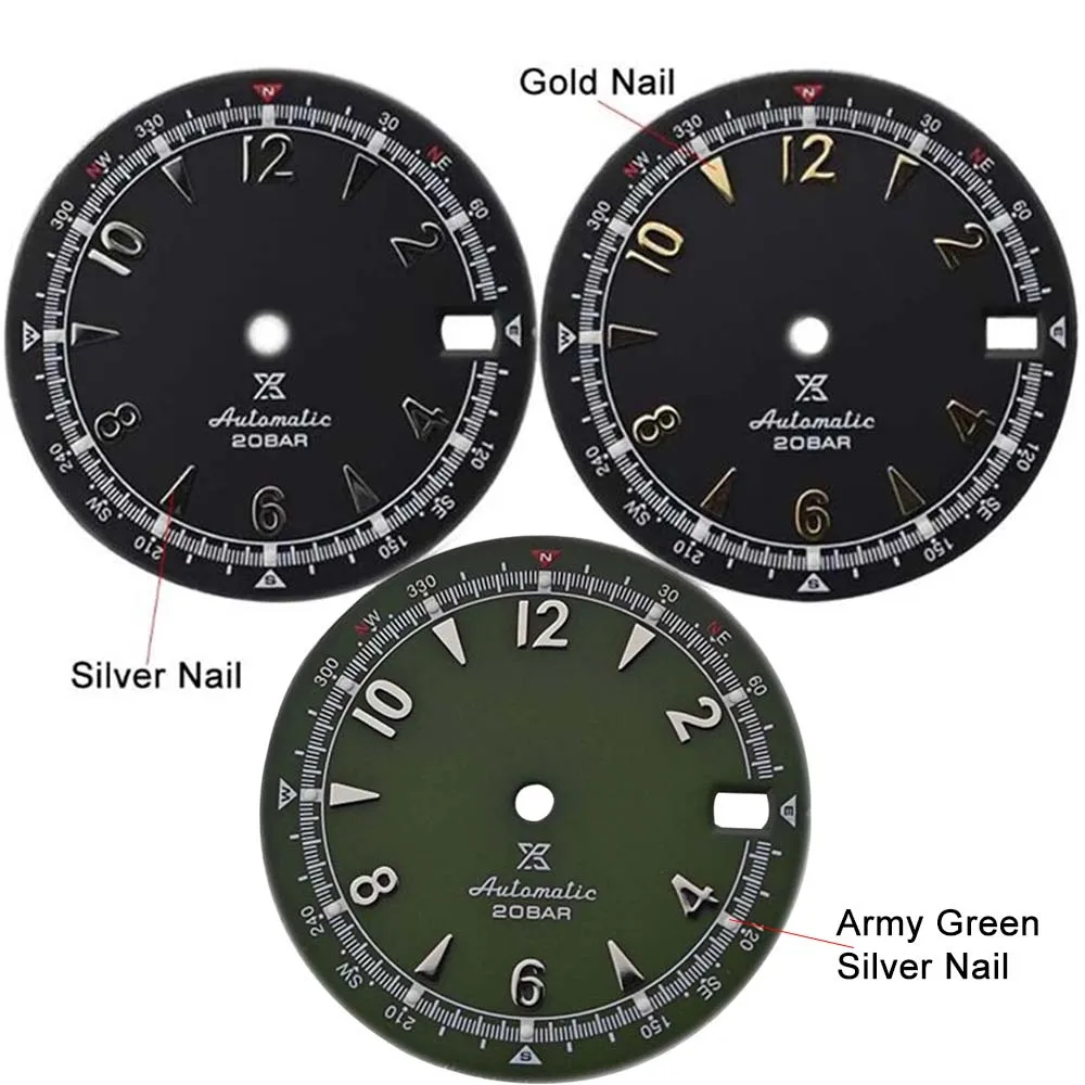 White-Black-Army-Green-Watch-Dial-28-5mm-Green-Luminous-Retro-Dial ...