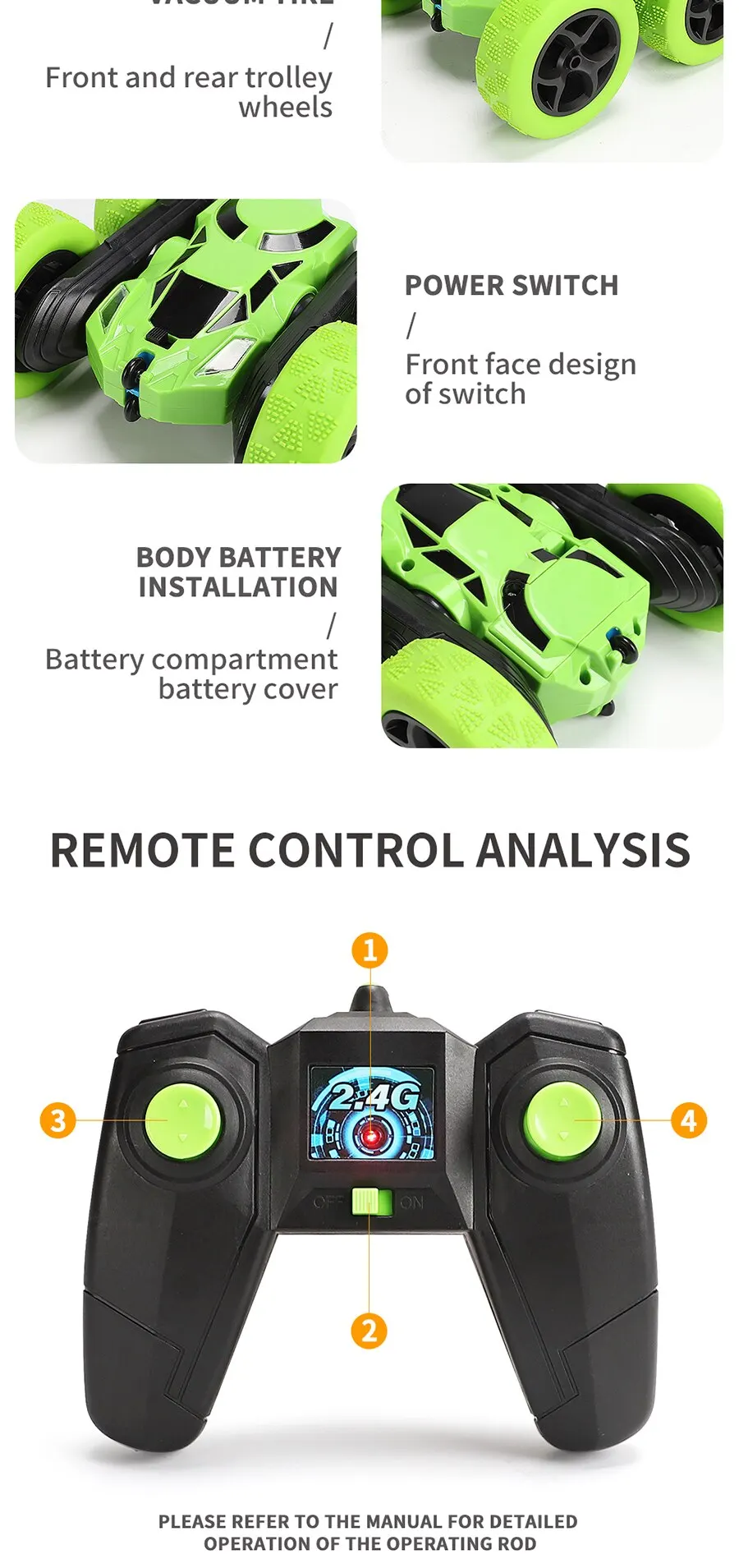 RC Stunt Car Children Double Sided Flip - 2.4G Remote Control Car 360 – RCDrone